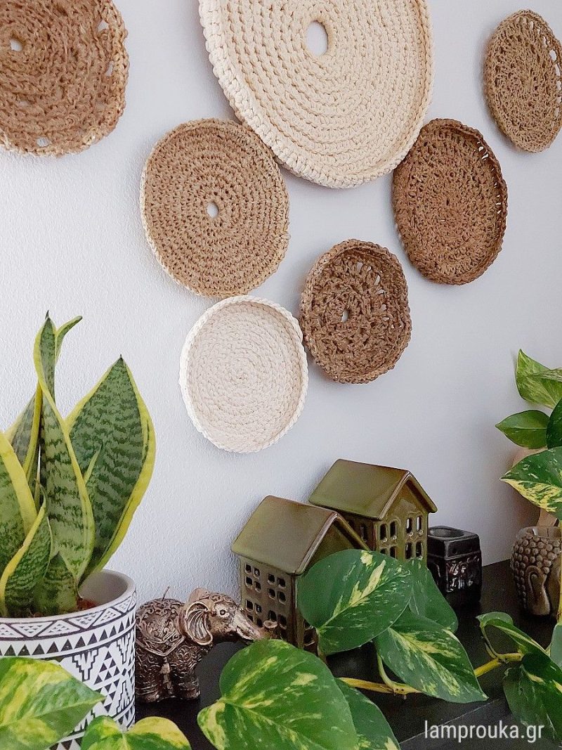 Diy διακοσμητικά καλάθια τοίχου κατασκευή από σπάγκο