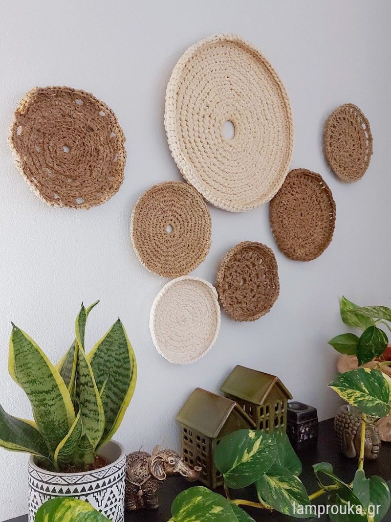 Diy διακοσμητικά καλάθια τοίχου κατασκευή από σπάγκο
