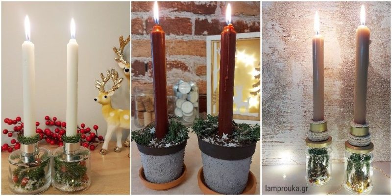 3 diy βάσεις για χριστουγεννιάτικα κεριά