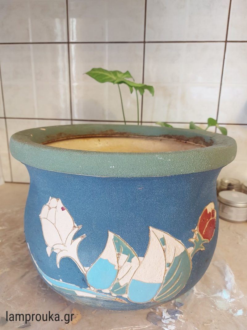 Diy παλαιωμένη πέτρινη γλάστρα με υφή από στόκο